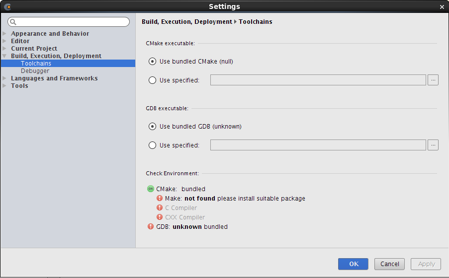 Make, C Compiler and CXX : not found please install suitable package.. – IDEs Support (IntelliJ ...